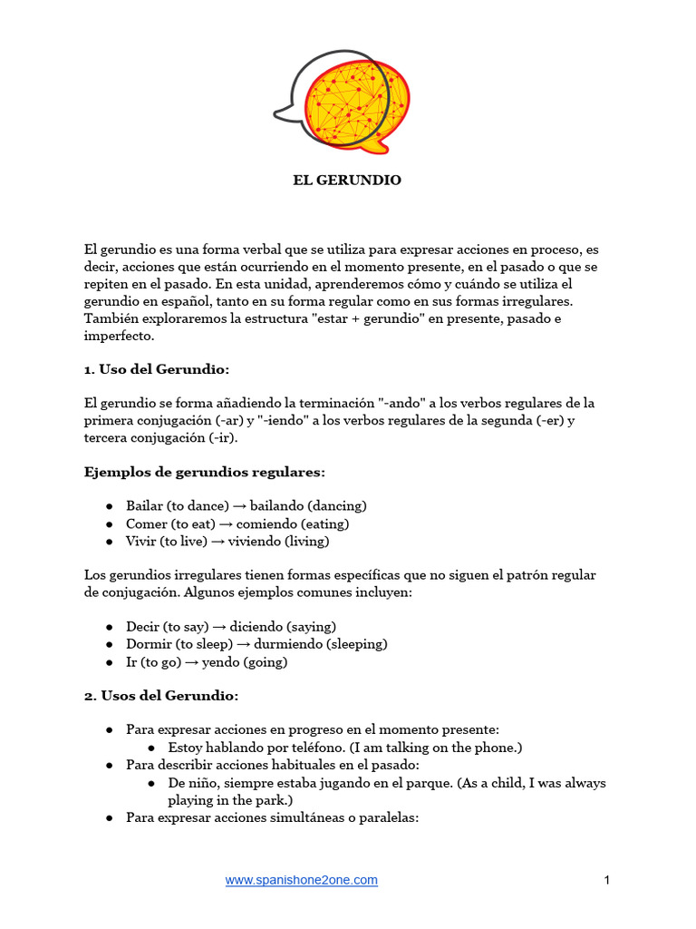 GERUNDIO | PDF | Verbo | Conjugación gramatical