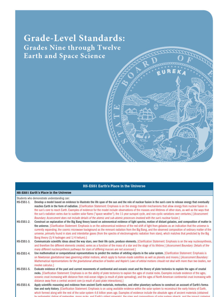 High School Earth and Space Science Standards | PDF | Earth | Plate ...