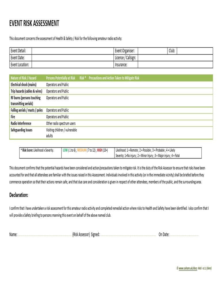 Event Risk Assessment Template | PDF | Risk | Risk Assessment