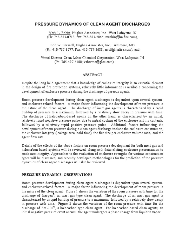 Faq Pressure Dynamics of Clean Agent Discharges | PDF | Gases | Heat ...