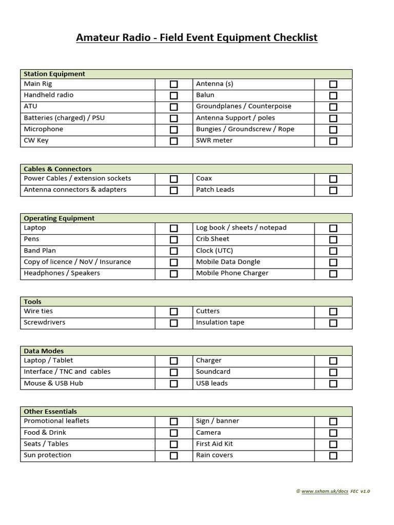 Amateur Radio Event Equipment List | PDF | Technology & Engineering