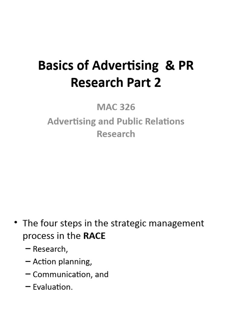 Basics of Advertising & PR Research Part 2 | PDF | Quantitative Research | Public Relations