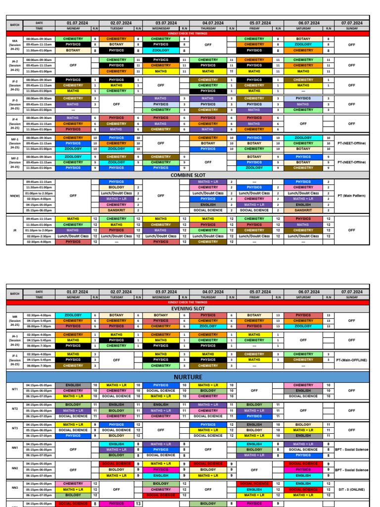 Time Table Format 01072024 | PDF | Physical Sciences | Natural Sciences
