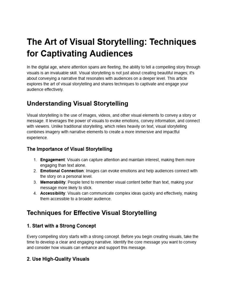 The Art of Visual Storytelling: Techniques for Captivating Audiences | PDF | Composition (Visual ...