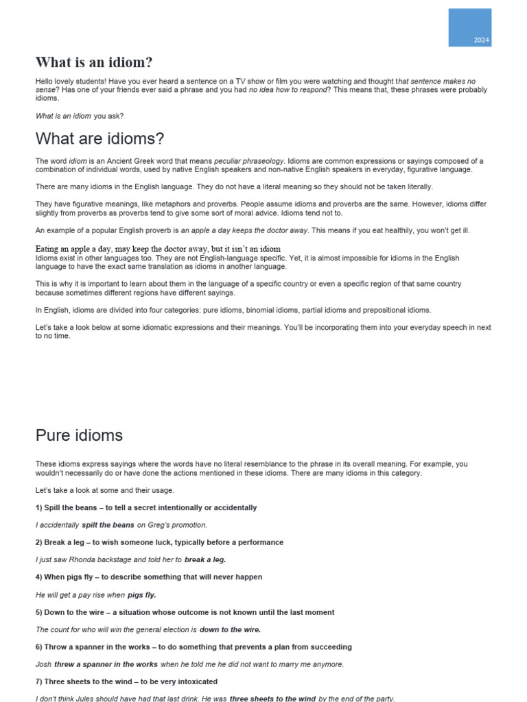 What is an idiom | PDF | Idiom | Linguistics