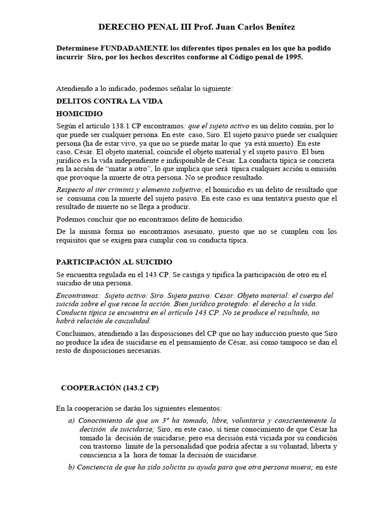 Práctica Penal | PDF | Homicidio | Suicidio