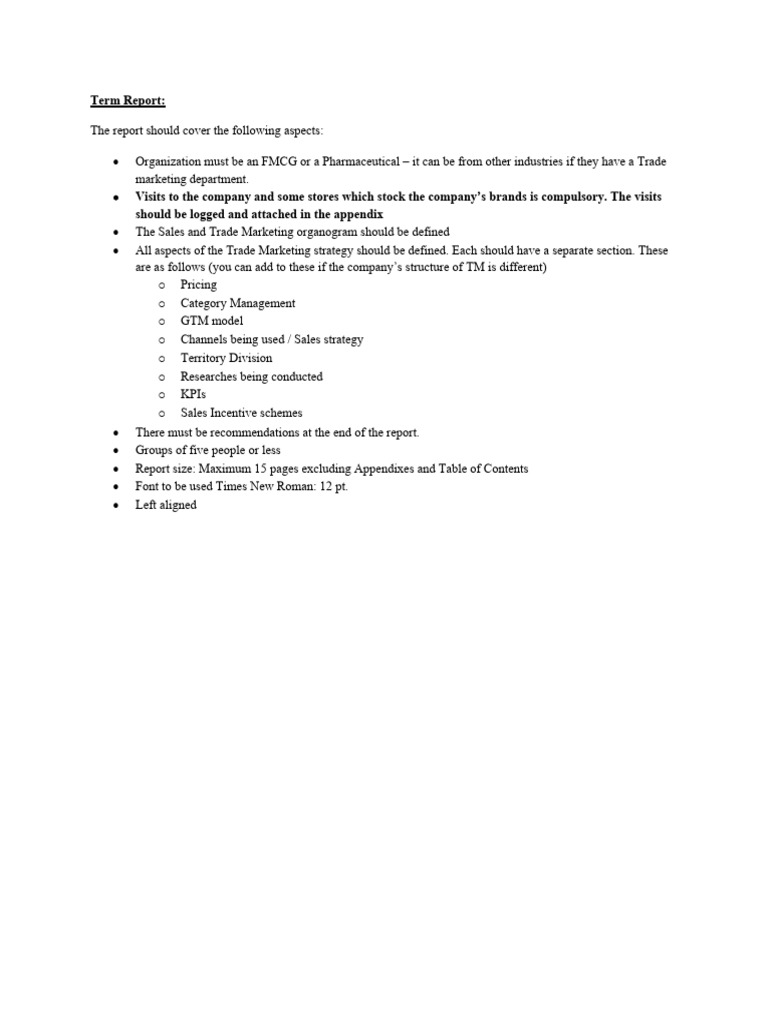 Term Report - Trade Marketing | PDF | Business