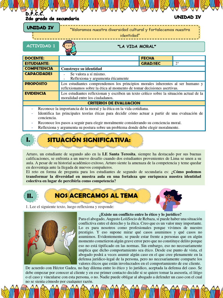 2° DPCC - Actv.01-Uni.4 2024 | PDF | Moralidad | Felicidad