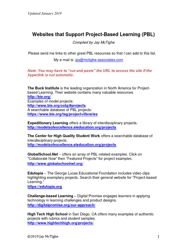 Project Based Websitesl 1.1.19 | PDF | Project Based Learning | Rubric ...