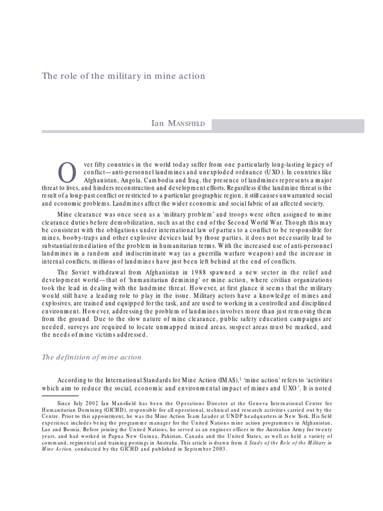 Role Military in MA Article | PDF | Land Mine | Military