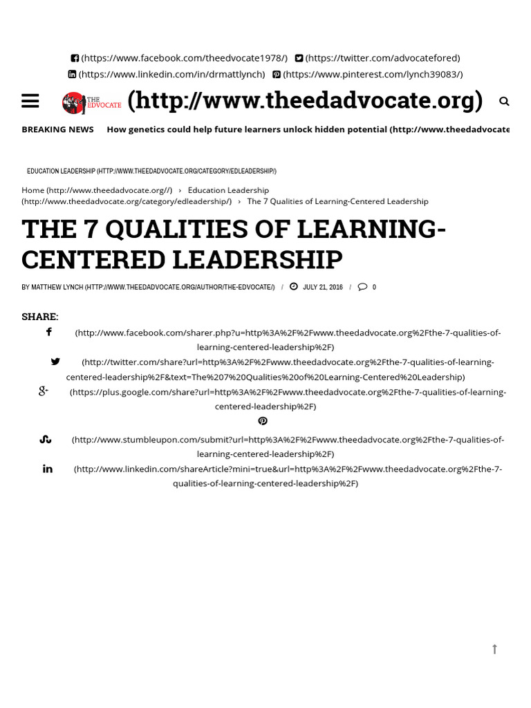 7 Traits of Learning-Centered Leadership | PDF | Leadership ...