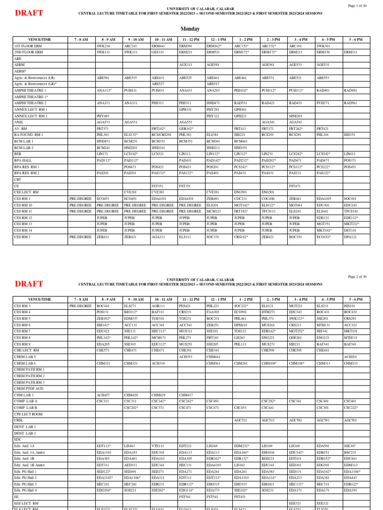 central lecture timetable 2022_2023 & 2023_2024 | PDF