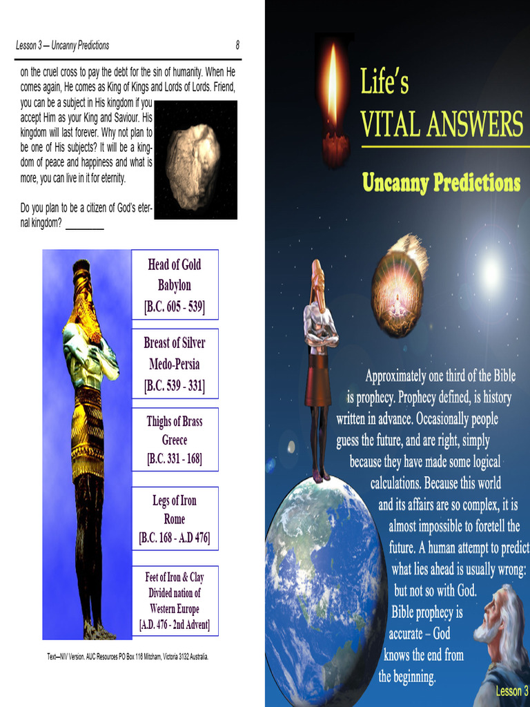 Uncanny Predictions Life's Vital Answers Lesson 3 | PDF | Daniel ...