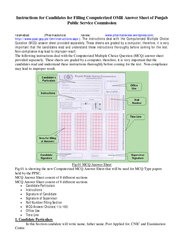 PPSC OMR Answer Sheet Instructions | PDF | Multiple Choice | Evaluation ...