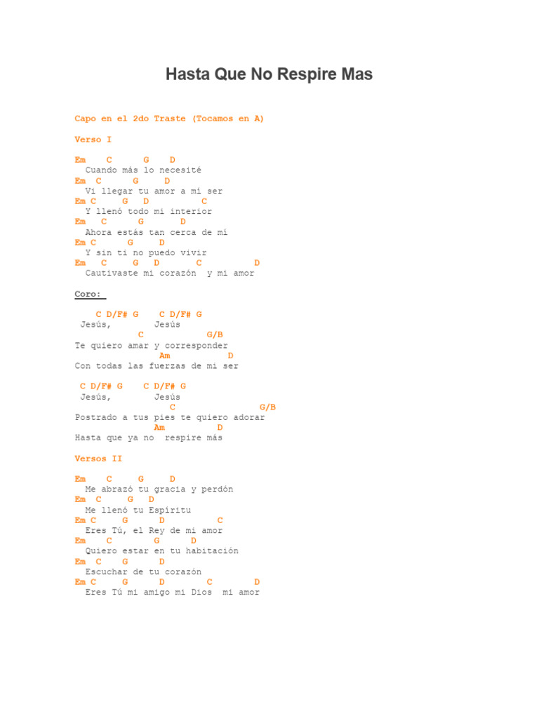 Hasta Que No Respire Mas - Infinito Dios | PDF
