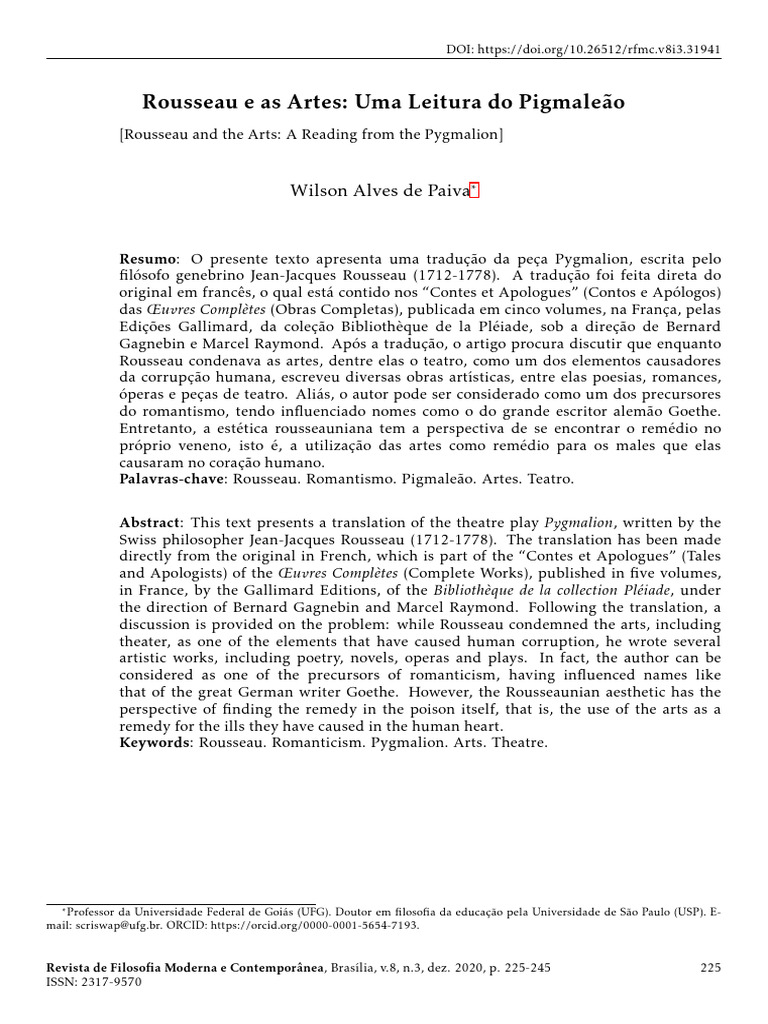Filosofante Rfmc V 8 N 3 11 Wilson Alves De Paiva Pdf Jean Jacques Rousseau Amor