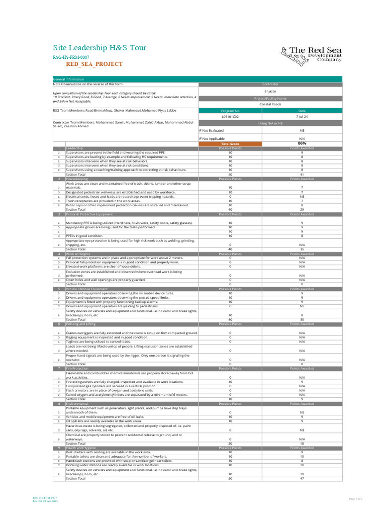 RSG-HS-FRM-0007 - Site Leadership H&S Tour - 07 - July - 2024 (Enjazco ...