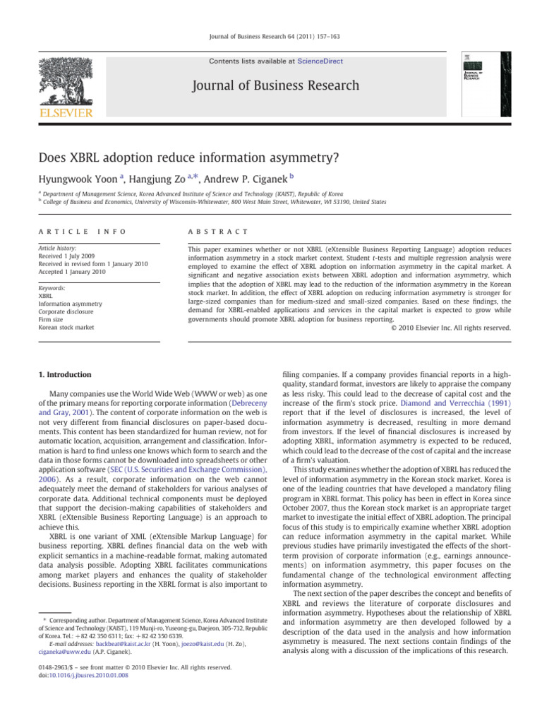 Yoon 2011 | PDF | Regression Analysis | Market (Economics)