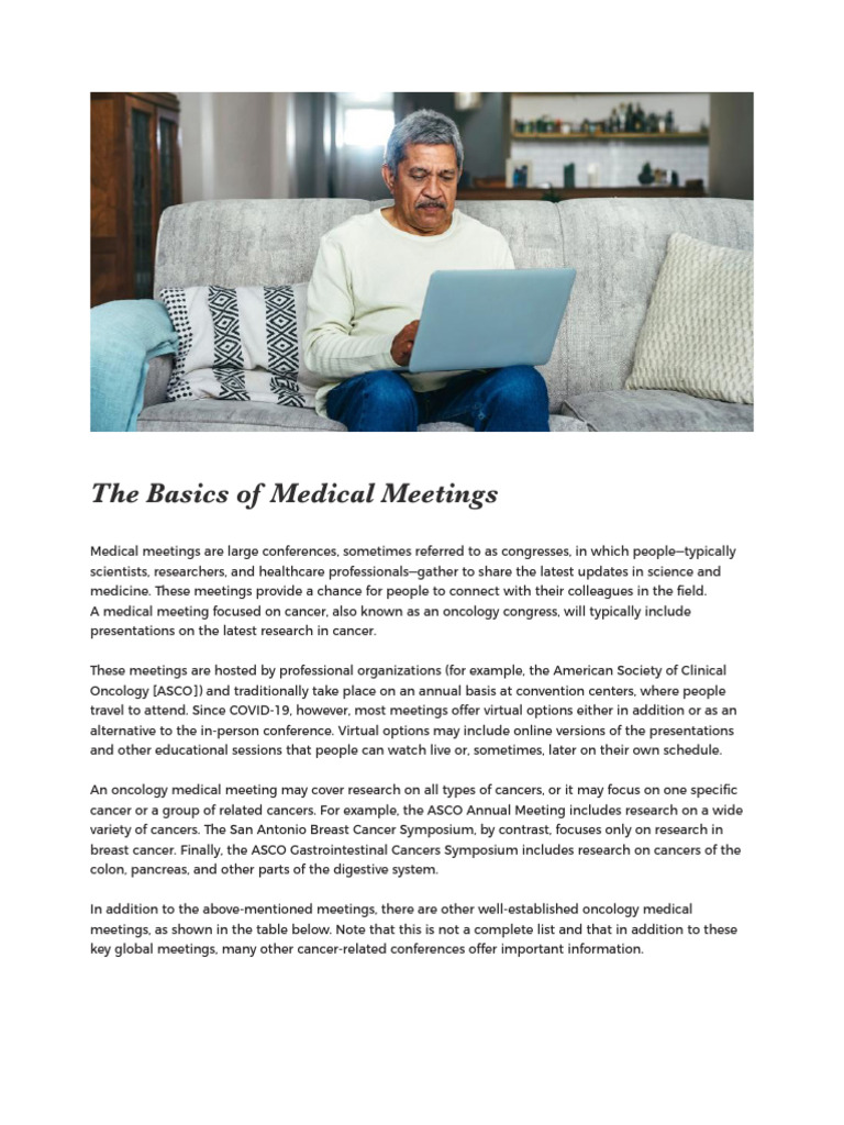 The Basics of Medical Meetings | PDF | Cancer | Patient