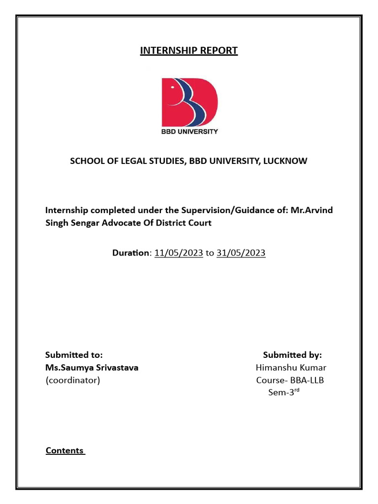Himanshu Report PDF | PDF | Advocate | Internship