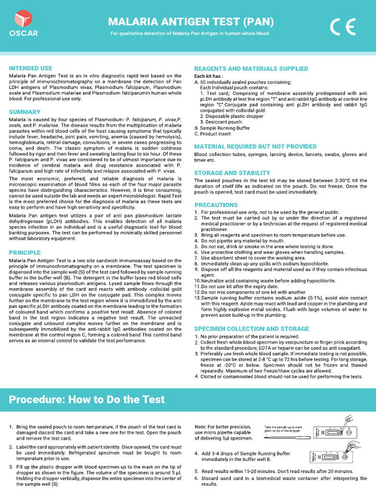 Malaria PAN Insert | PDF
