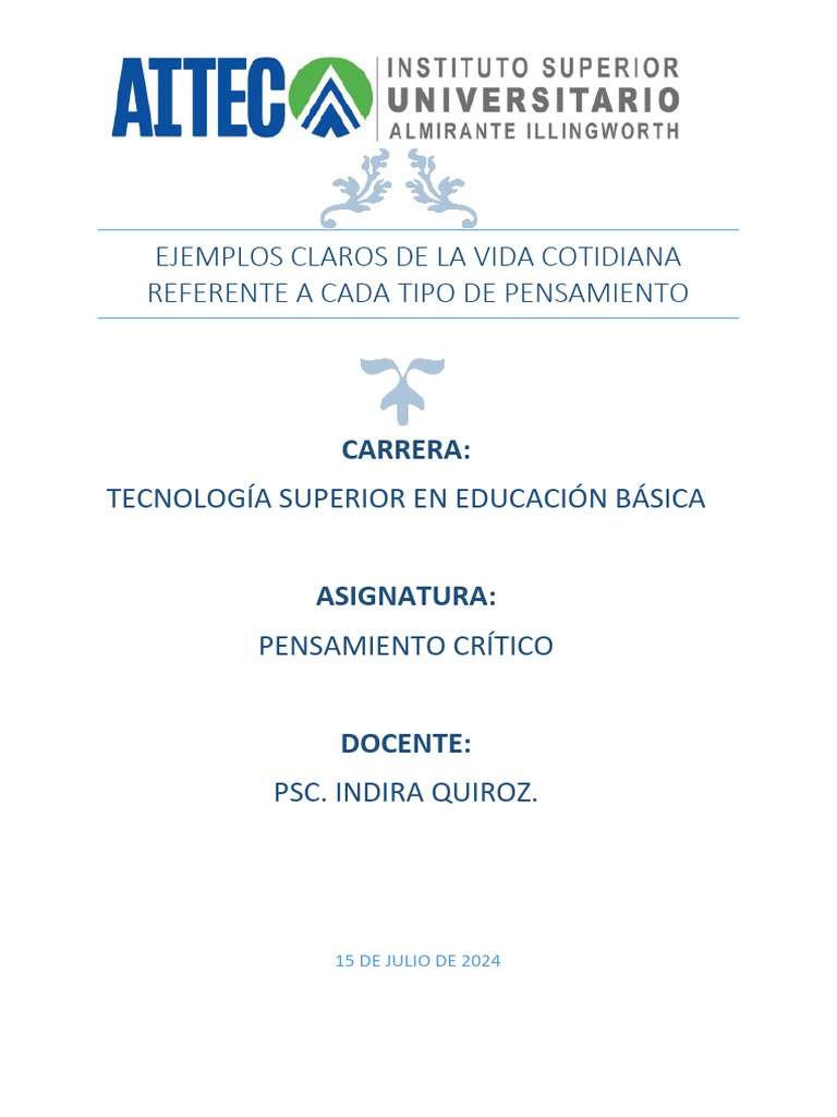 Ejemplos de Tipos de Pensamiento | PDF | Pensamiento | Pensamiento crítico