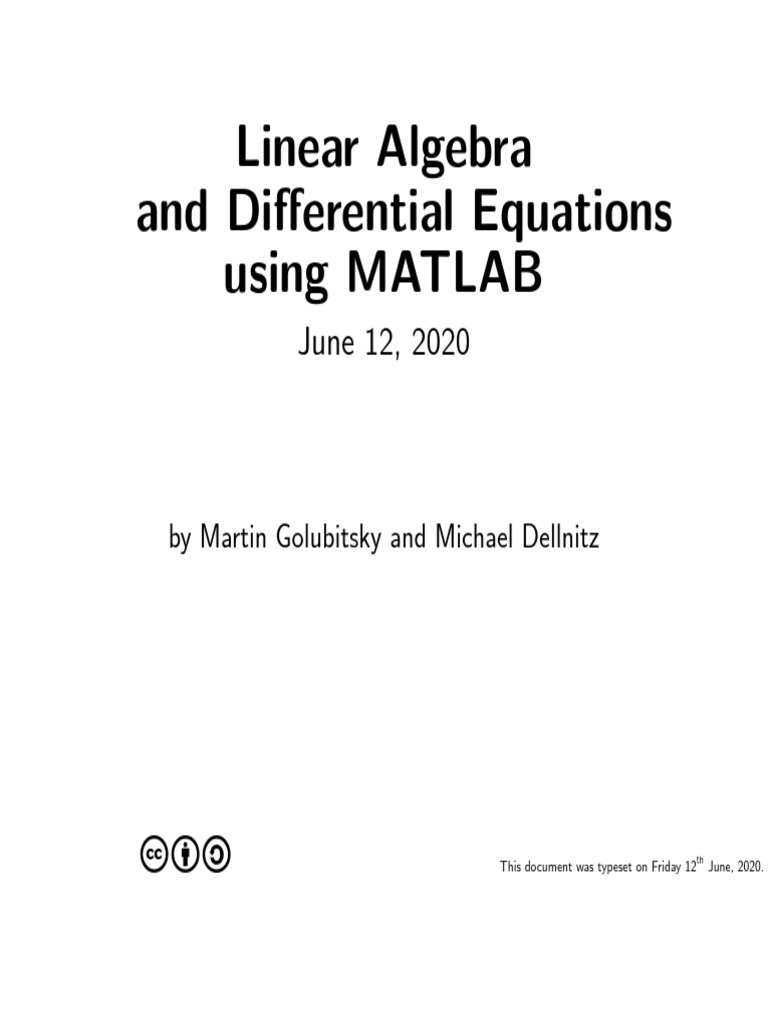 Ebin - Pub - Linear Algebra and Differential Equations Using Matlab ... Ebin - Pub - Linear Algebra and Differential Equations Using Matlab ...