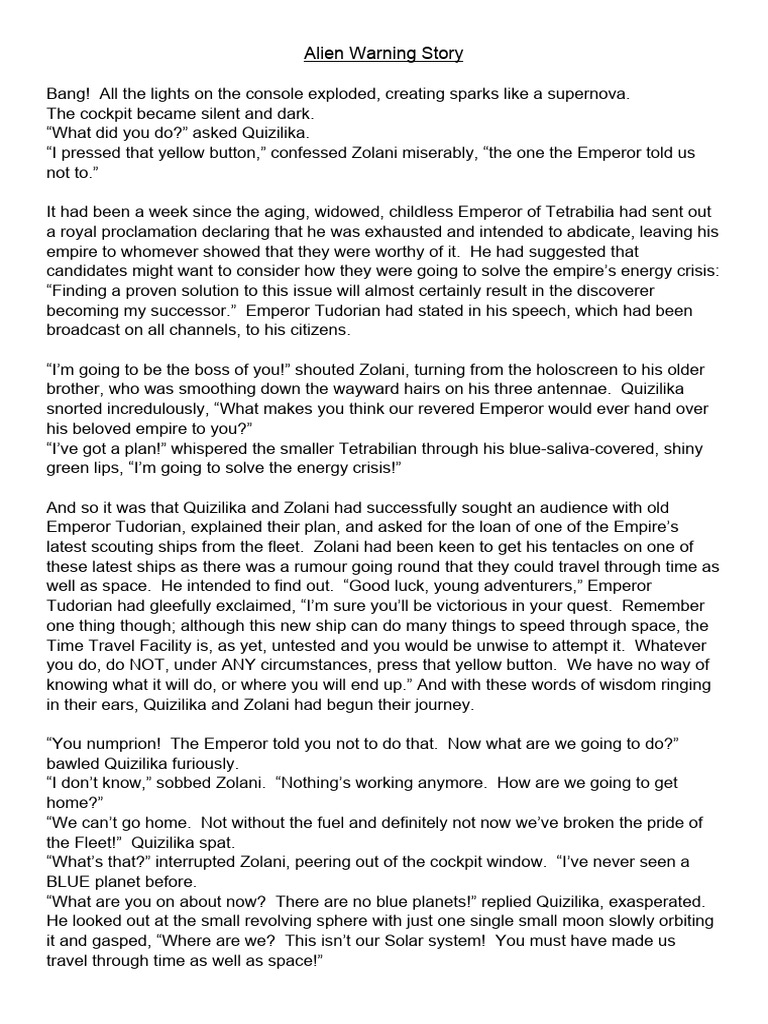 Alien Warning Story | PDF
