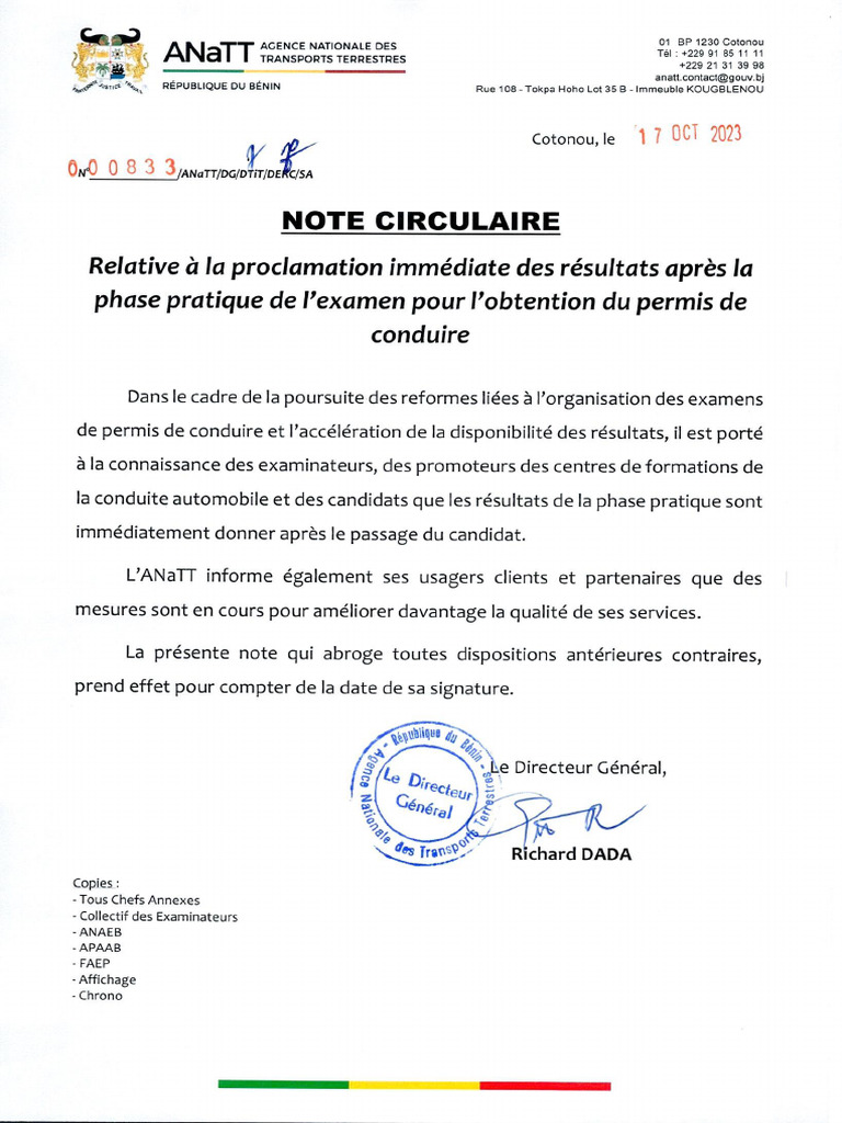 Note Circulaire Conduite | PDF