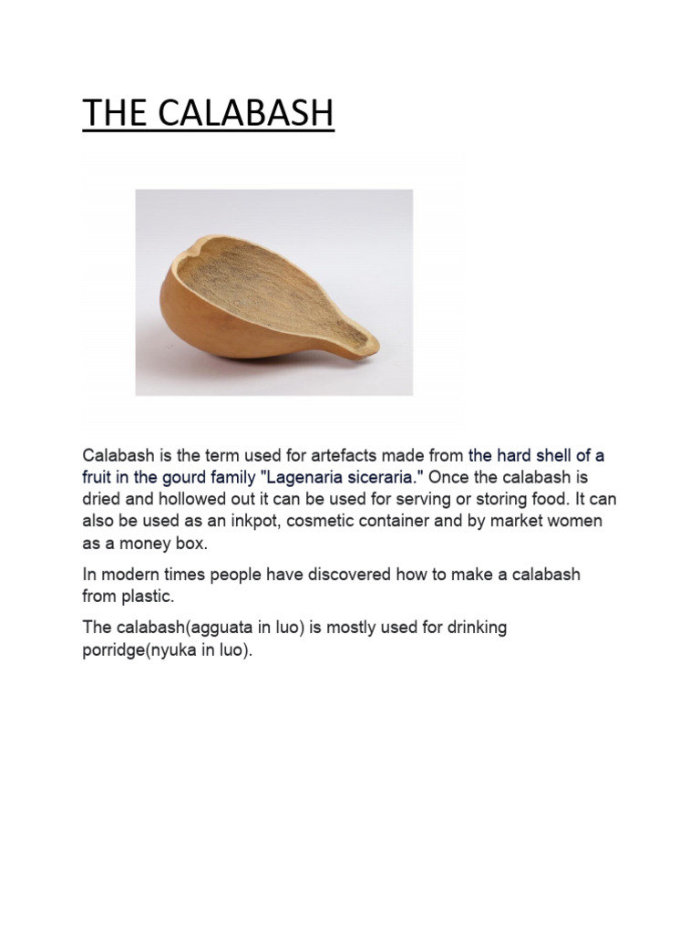 Uses and History of Calabash Artifacts | PDF