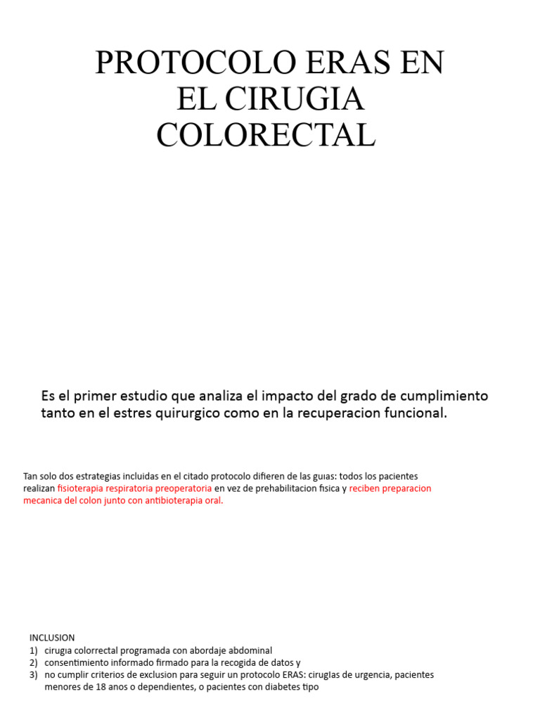 Impacto del Protocolo ERAS en Cirugía | PDF | Salud y bienestar ...