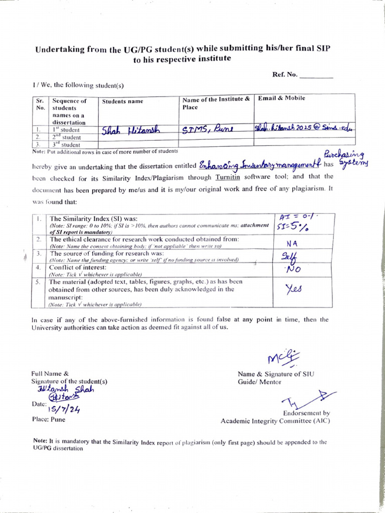 Final Signed Proforma | PDF