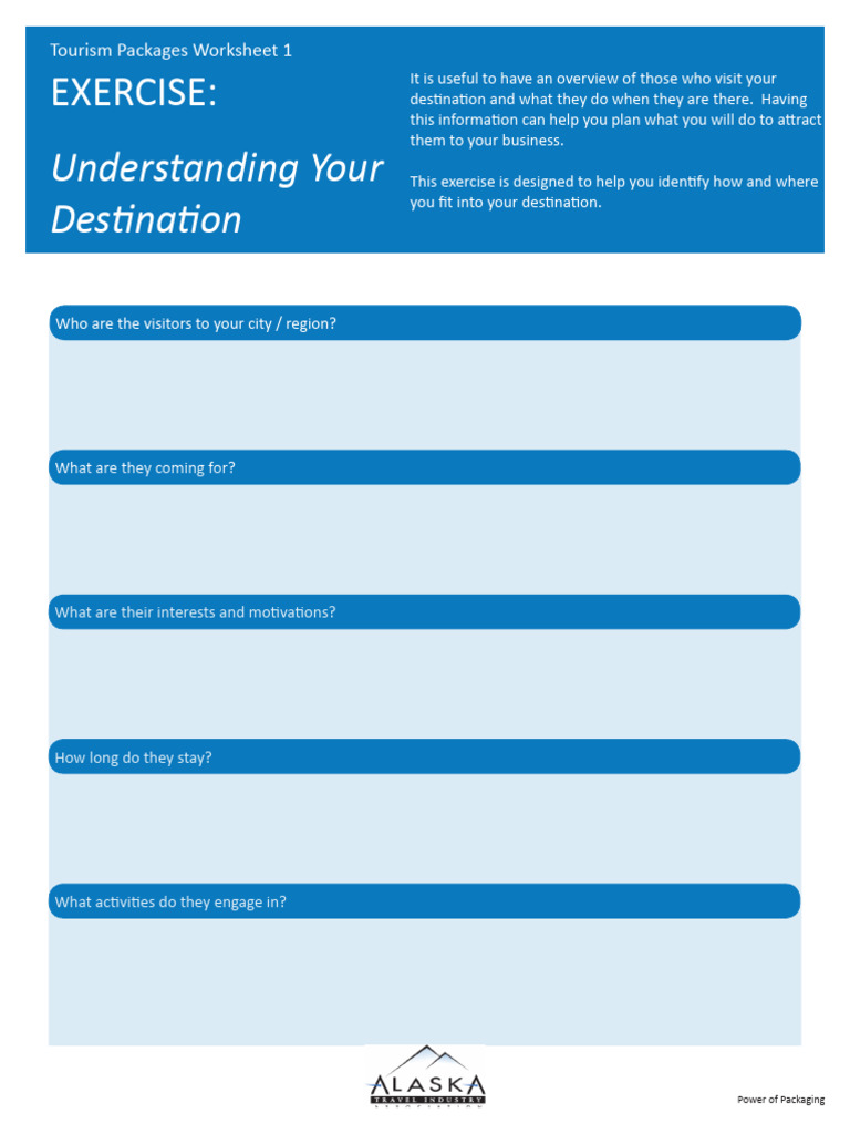 Tourism Packaging Worksheets | PDF | Tourism | Target Audience