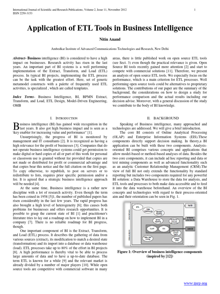 Business Intelligence Tool Pdf Business Intelligence Data Warehouse 