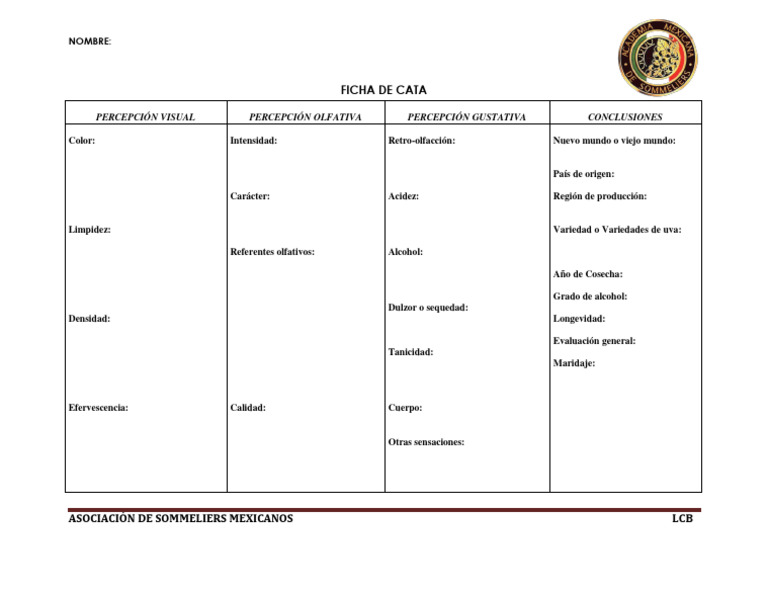 1.1 Ficha Cata Bco | PDF