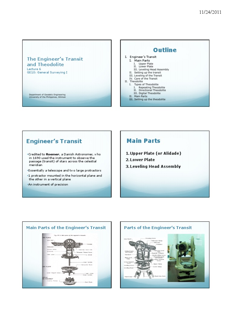 Parts and Functions of Engineer's Transit | PDF | Surveying | Tools