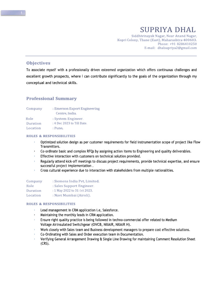 Supriya Dhal Updated Resume | PDF