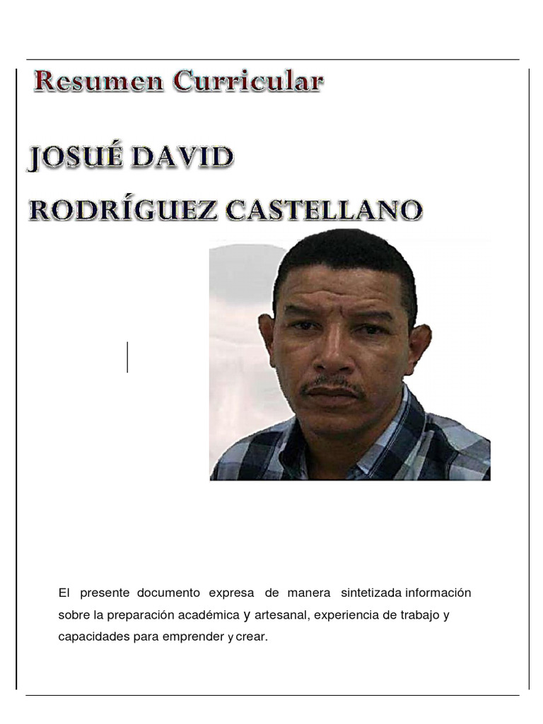 Resumen Curricular Josué David Rodríguez Castellano | PDF