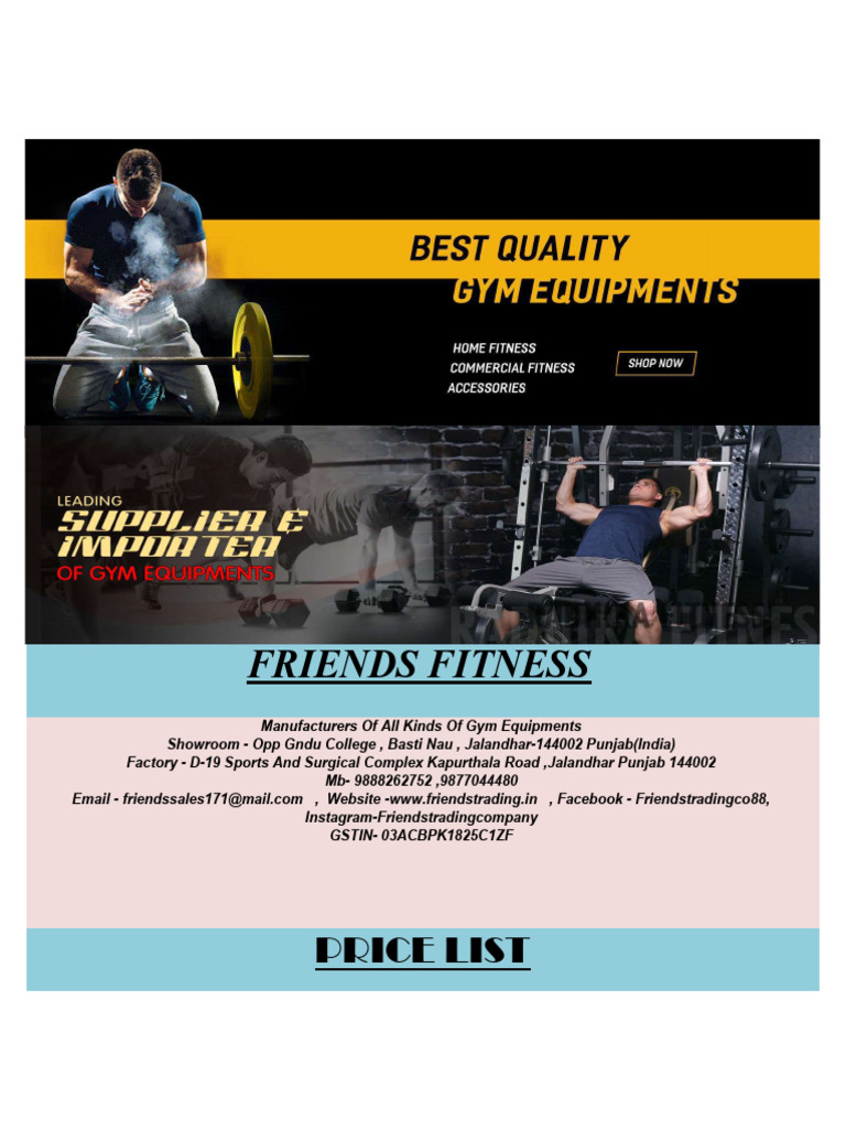 Gym Equipment Price List | PDF | Physical Exercise | Physical Fitness