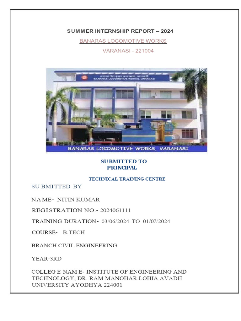 BLW Summer Training Report Mechanical LAS LFS HWS EEE CTS TR 1 638 | PDF | Technology & Engineering