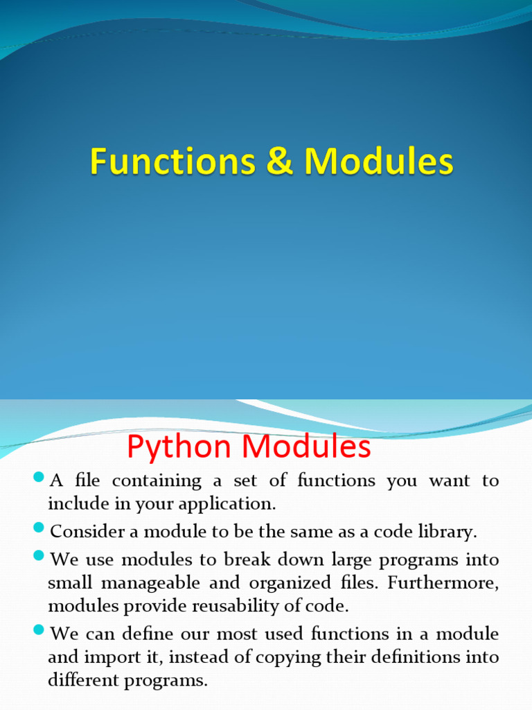 Share 3 Functions And Modules Pdf Parameter Computer Programming Anonymous Function