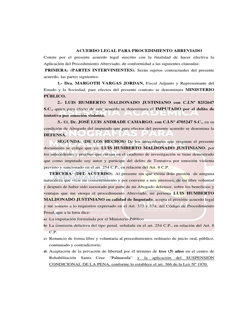 Acuerdo Procedimiento Abreviado | PDF | Derecho penal | Ley Pública