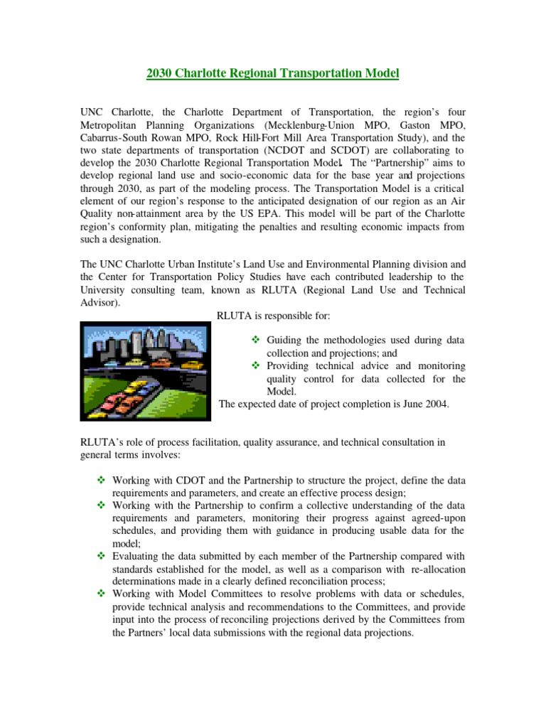 2030 Charlotte Regional Transportation Model | PDF
