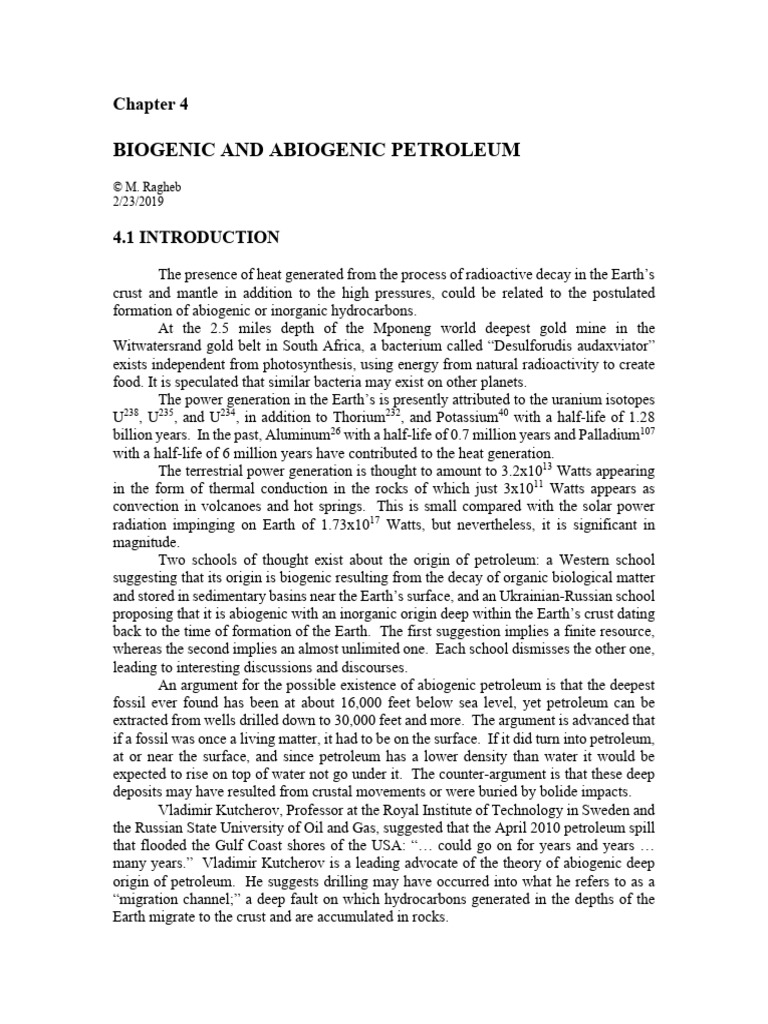 Biogenic and Abiogenic Petroleum | PDF | Petroleum | Rock (Geology)