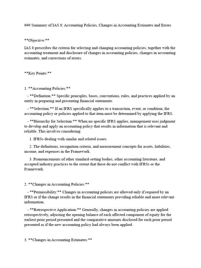 Summary of IAS 8 | PDF | Financial Services | Corporate Governance