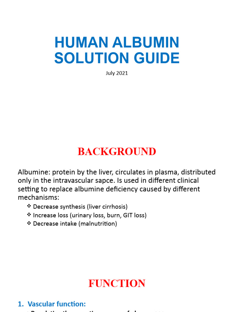 Human Albumin Solution | PDF | Intravenous Therapy | Physiology