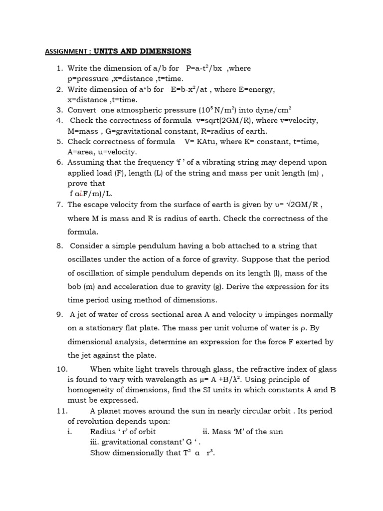 Units and Dimensions | PDF