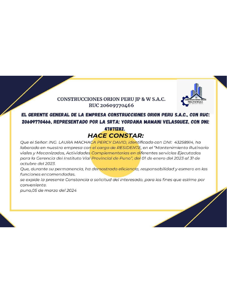 Blue and Yellow Minimalist Employee of The Month Certificate | PDF