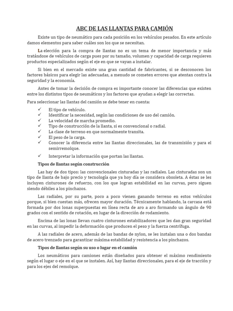 Auto - Abc de Las Llantas para Camión | PDF | Neumático | Eje