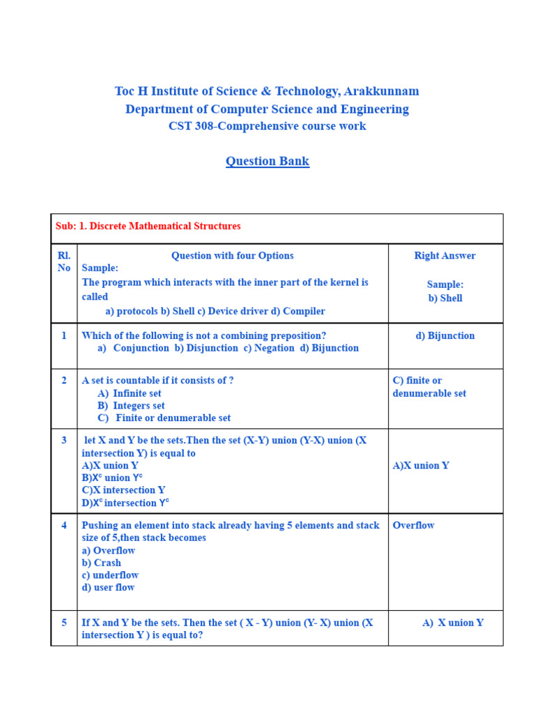 CST 308-Comprehensive Course Work Question Bank | PDF | Central Processing Unit | Computer ...